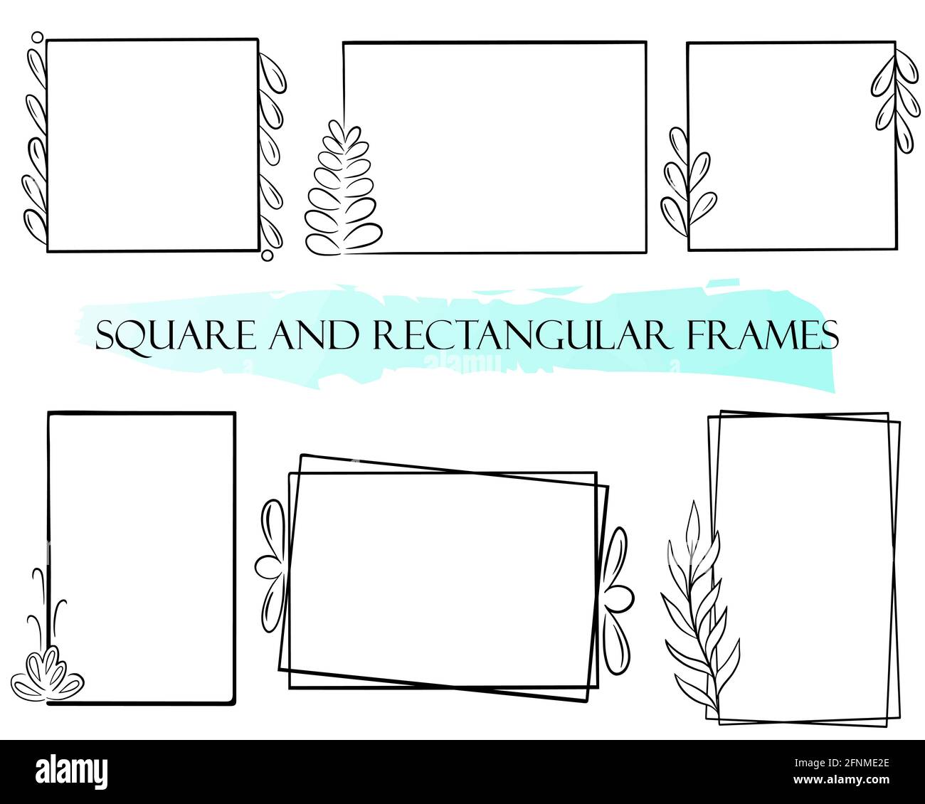 Set of rectangular and square frames. Vector. Simple black frames with ...