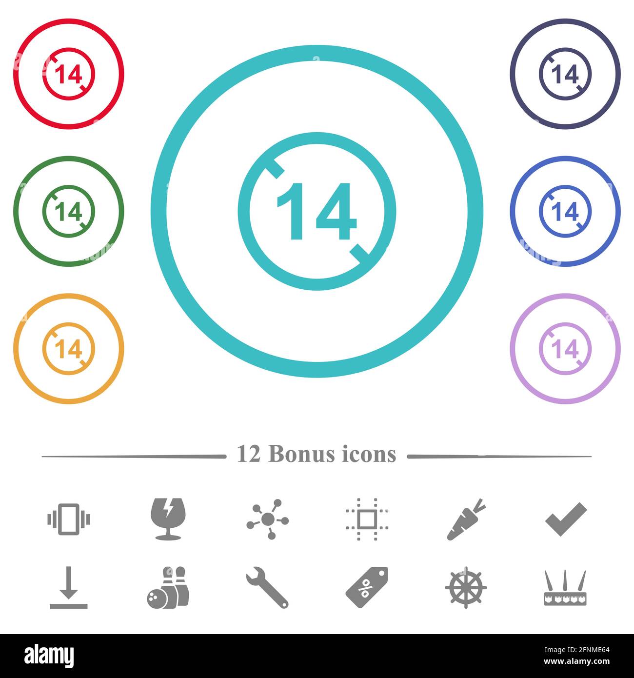 Not allowed under 14 flat color icons in circle shape outlines. 12 ...