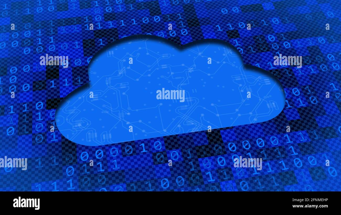 Digital screen abstract graphic background - blurred circuit board in cut out as data cloud ...