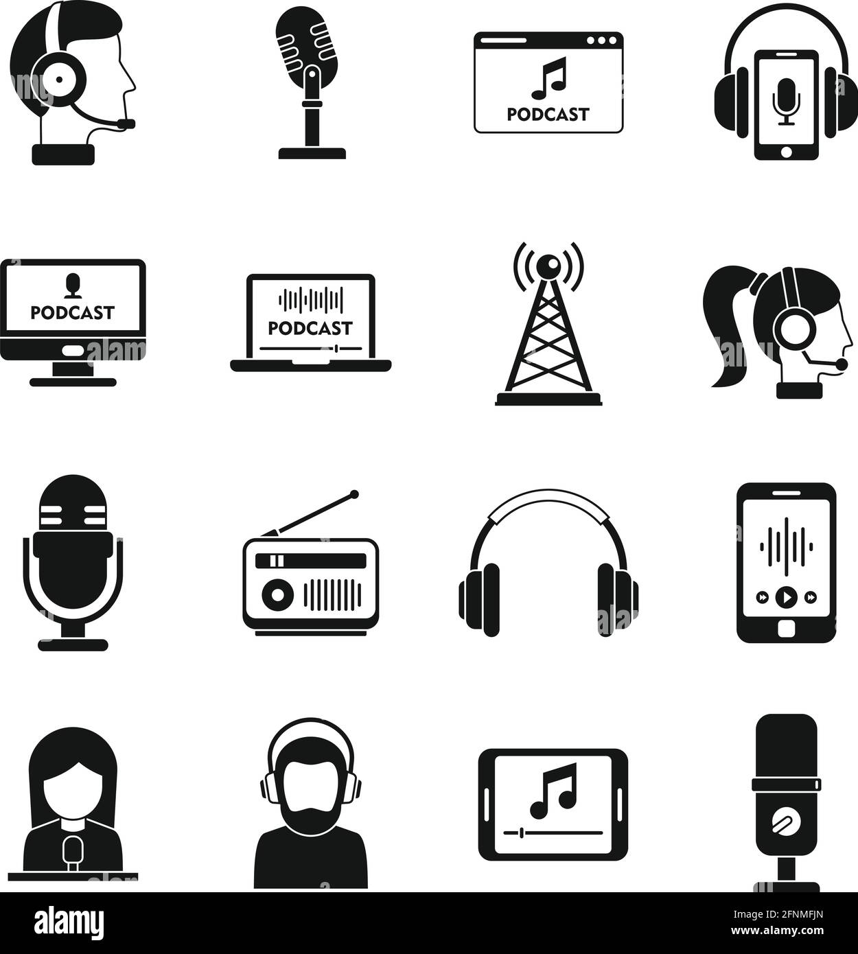 Radio set listening Stock Vector Images - Alamy