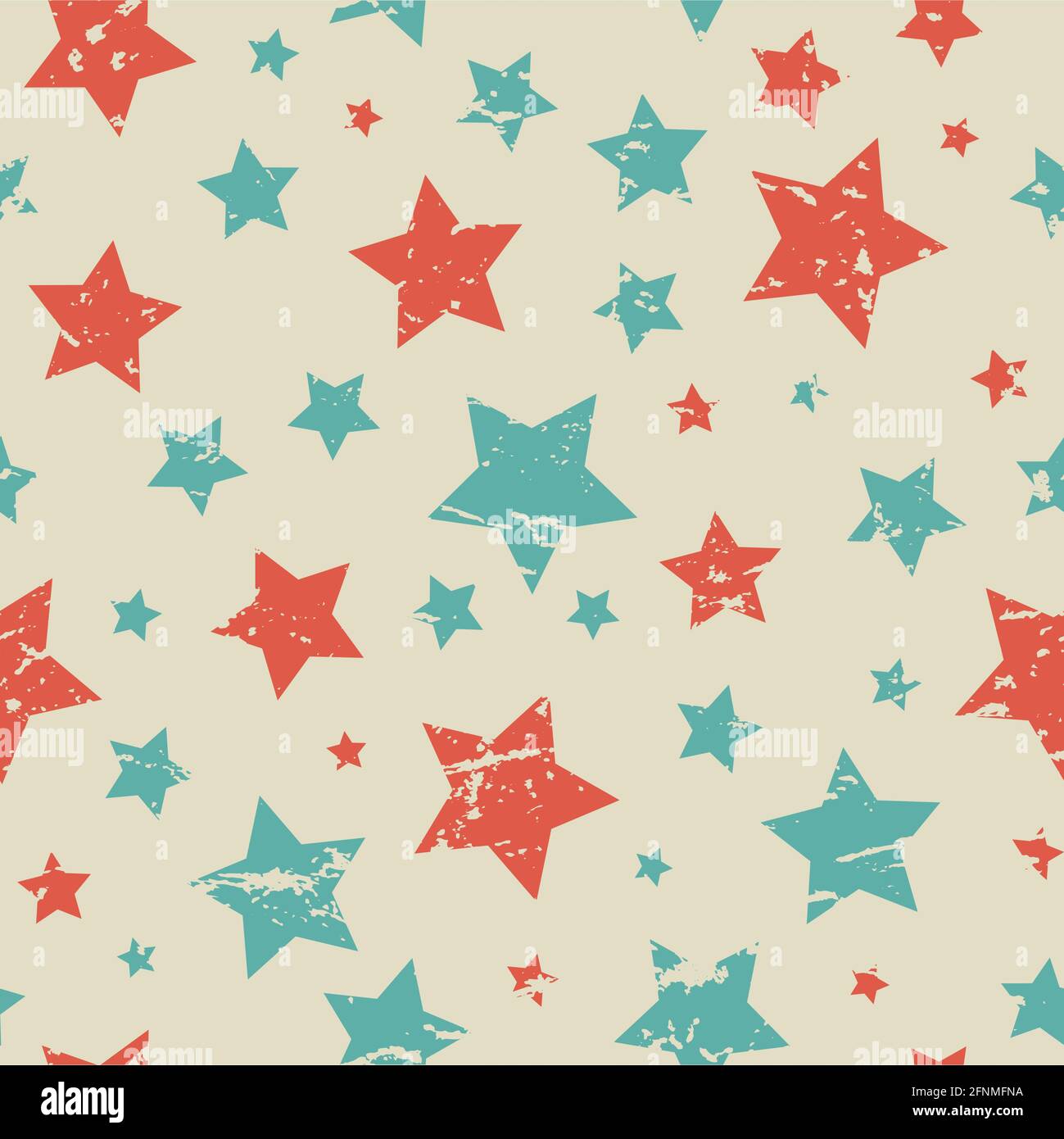 Seamless pattern with blue and red stars of different rotation and size ...
