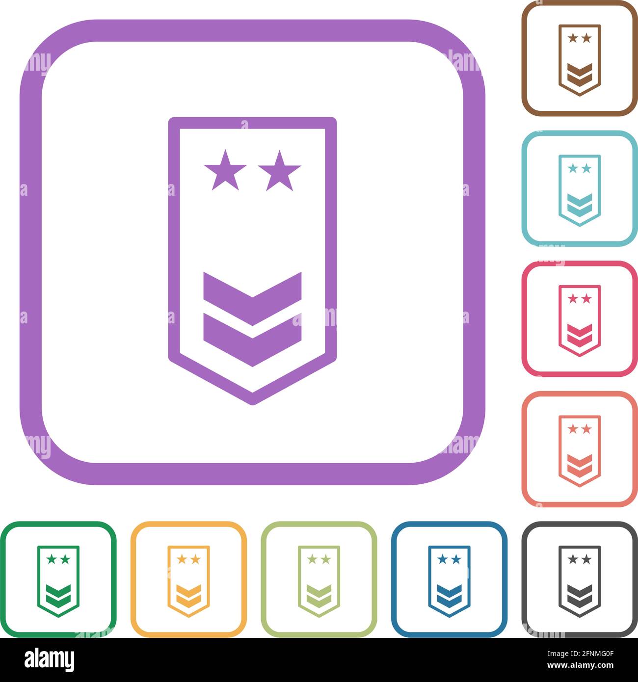 military insignia with two chevrons and two stars simple icons in color ...