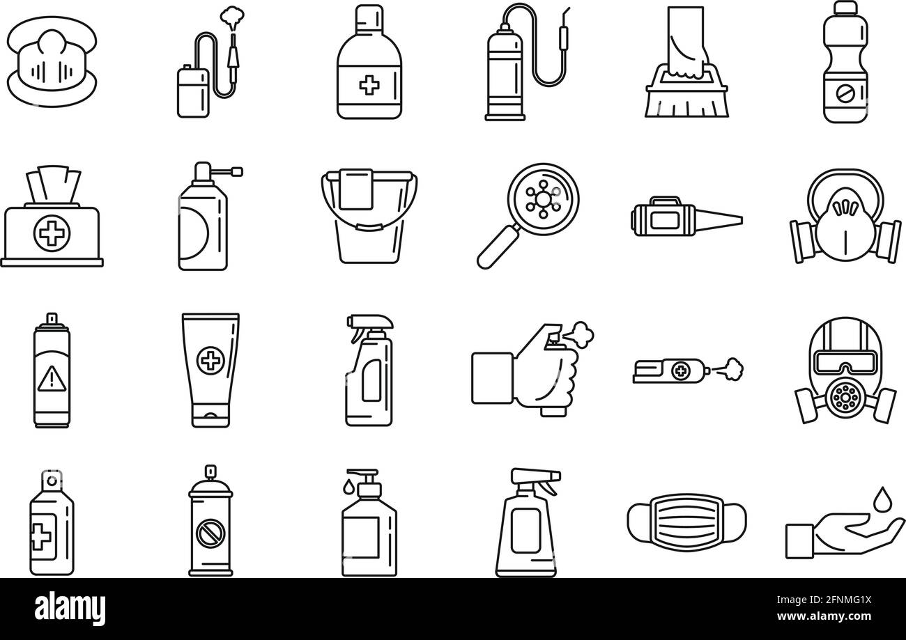 Home disinfection icons set, outline style Stock Vector Image & Art - Alamy