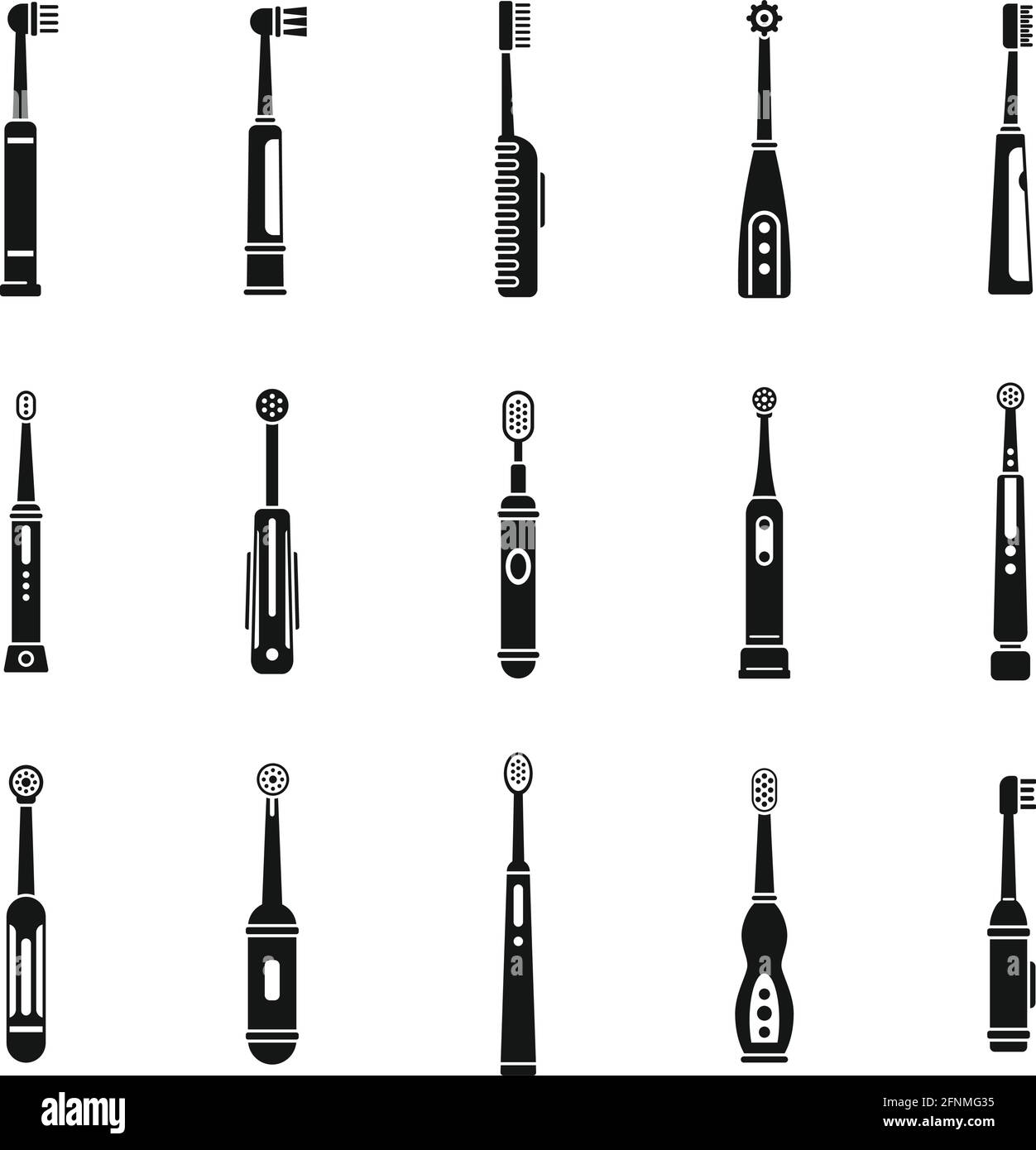 Electric toothbrush appliance icons set, simple style Stock Vector ...