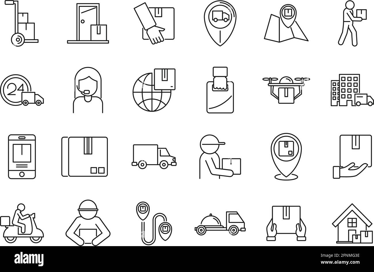 Fast home delivery icons set, outline style Stock Vector Image & Art ...