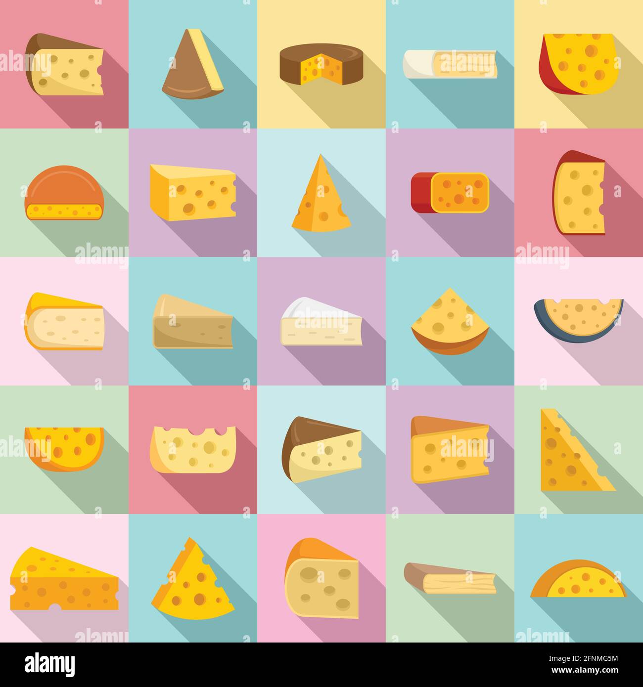 Cheese icons set, flat style Stock Vector Image & Art - Alamy