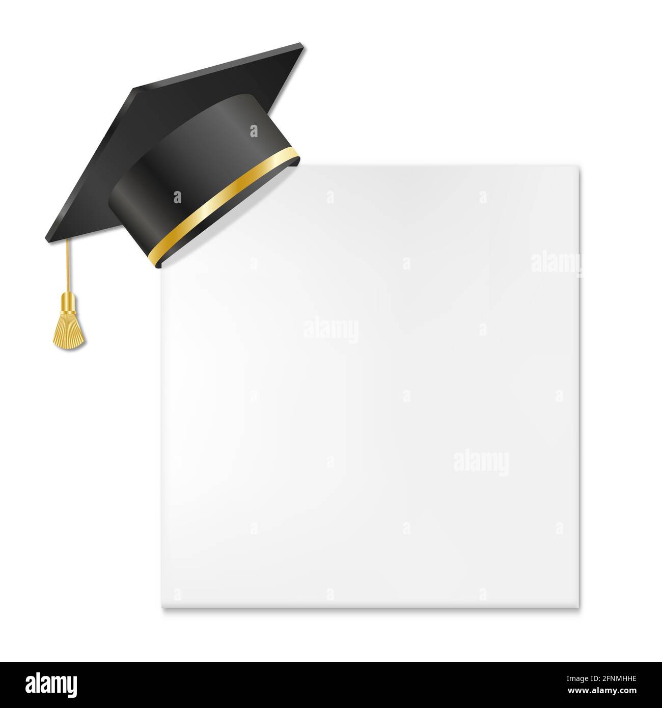 Graduation cap and mortar board on paper corner. Vector education ...