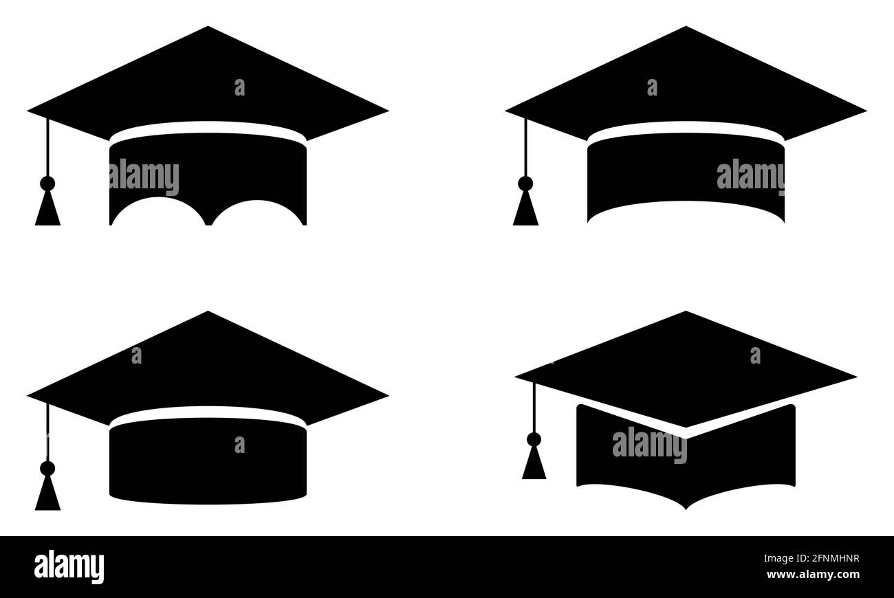 Set of graduation student cap. Vector isolated on white background ...