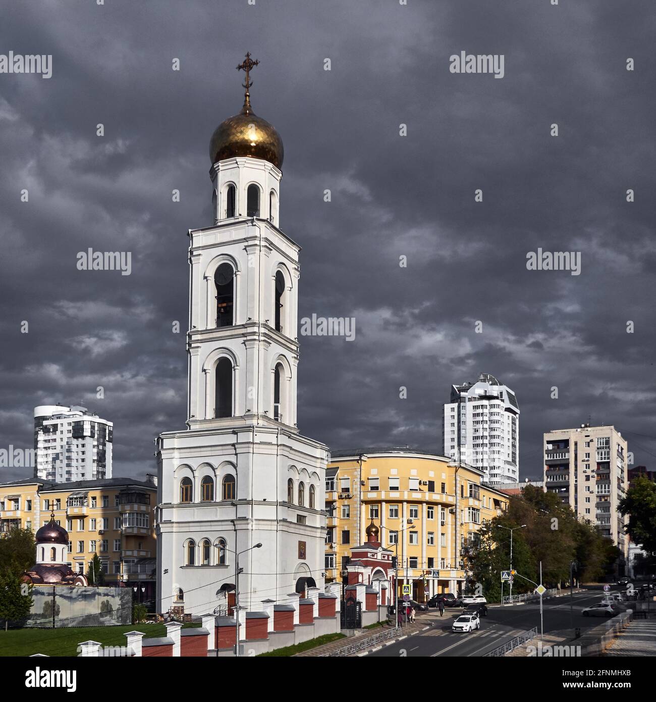 Russia, Samara Oblast, Samara city, The Bell tower of orthodox Iversky ...