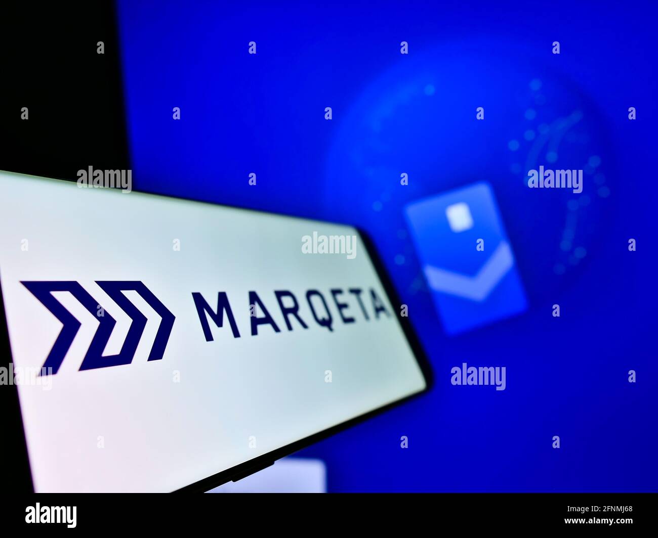 Smartphone with business logo of US financial services company Marqeta ...