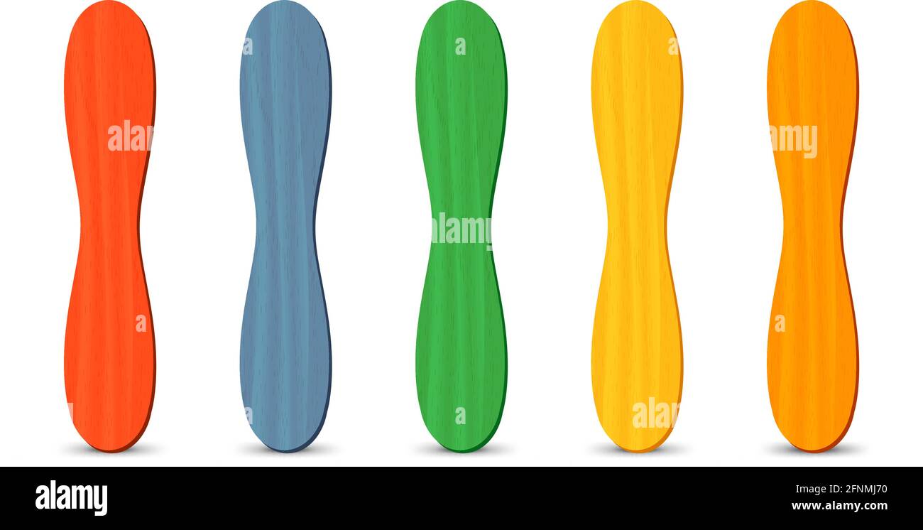 Set of realistic popsicle stircks. Ice lolly sticks, vector ...