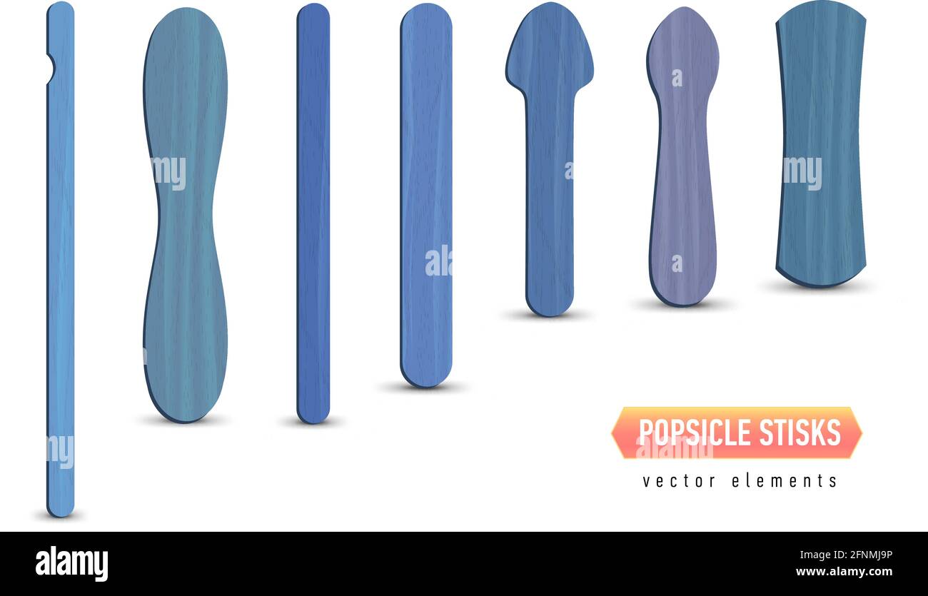 Set of realistic popsicle stircks. Ice lolly sticks, vector ...