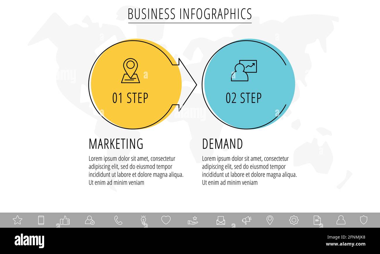 Vector infographics or timeline two circles cards connected by arrows ...