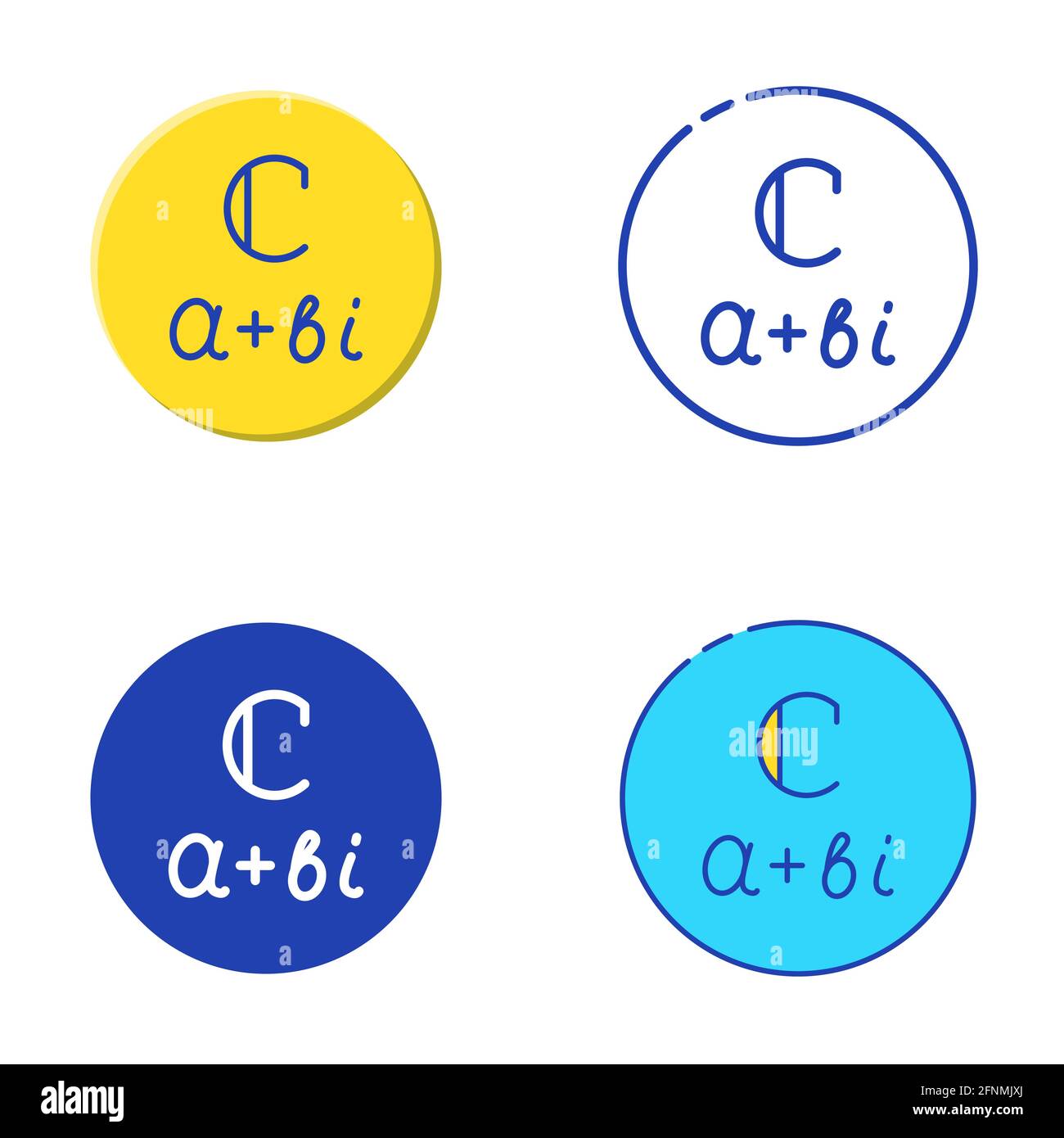 Complex Number Formula Icon Set In Flat And Line Style Math Expression