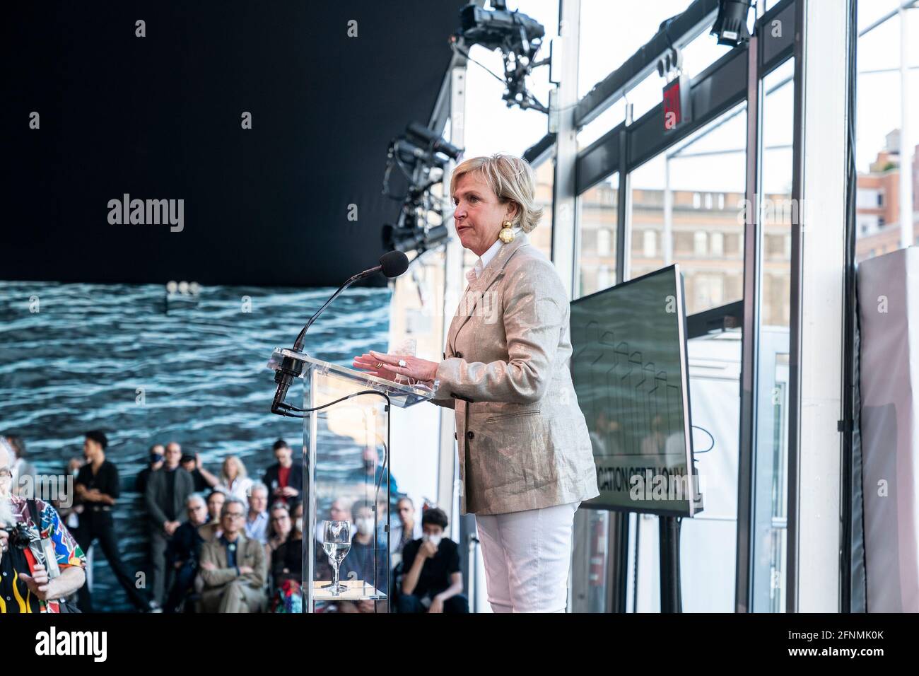 Fern Tessler President Board of Trustees speaks at Dedication ceremony ...