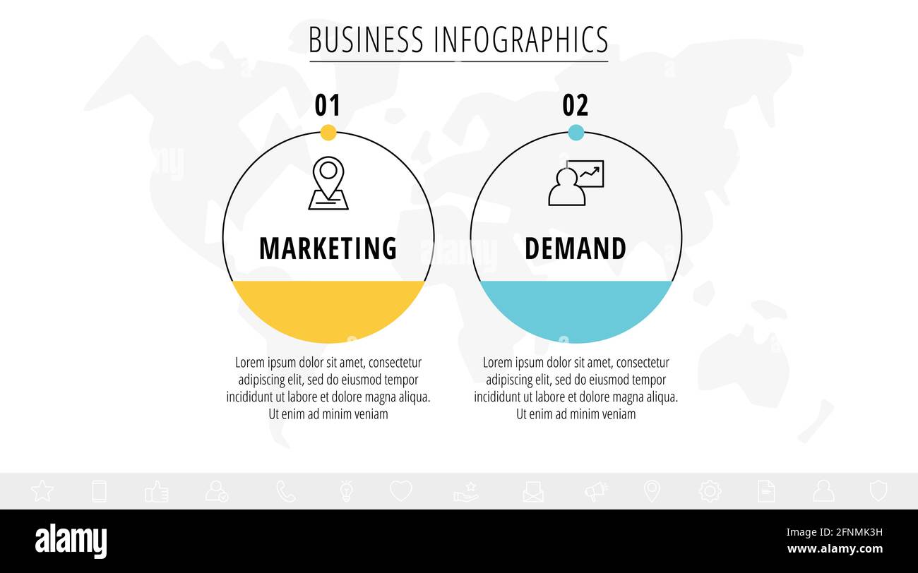 Vector infographics two circles with arrows. Line business concept of 2 ...