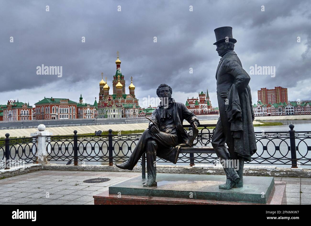 Yoshkar-Ola city, Russia. Unlike most standard Pushkin statues, Pushkin ...