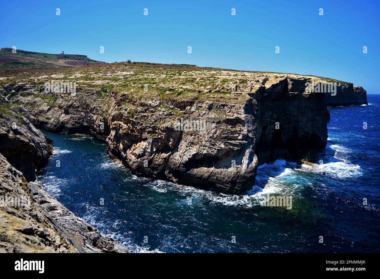 GOZO, MALTA - Jun 27, 2015: The coastal drowned valley or ria of Wied ...