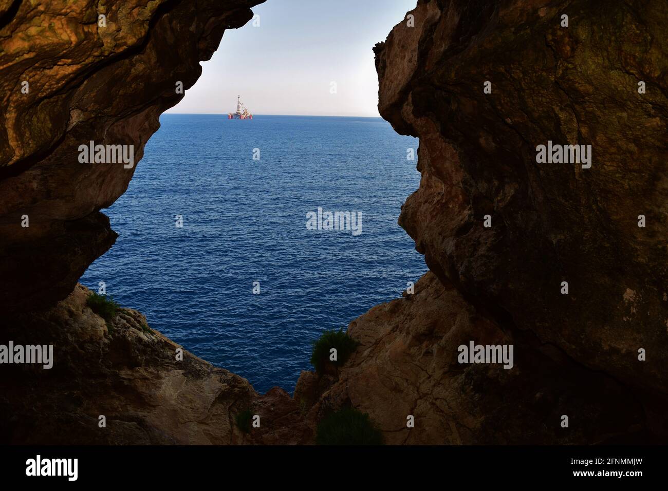BIRZEBBUGA, MALTA - Jun 10, 2015: The view from sea cave, formed ...