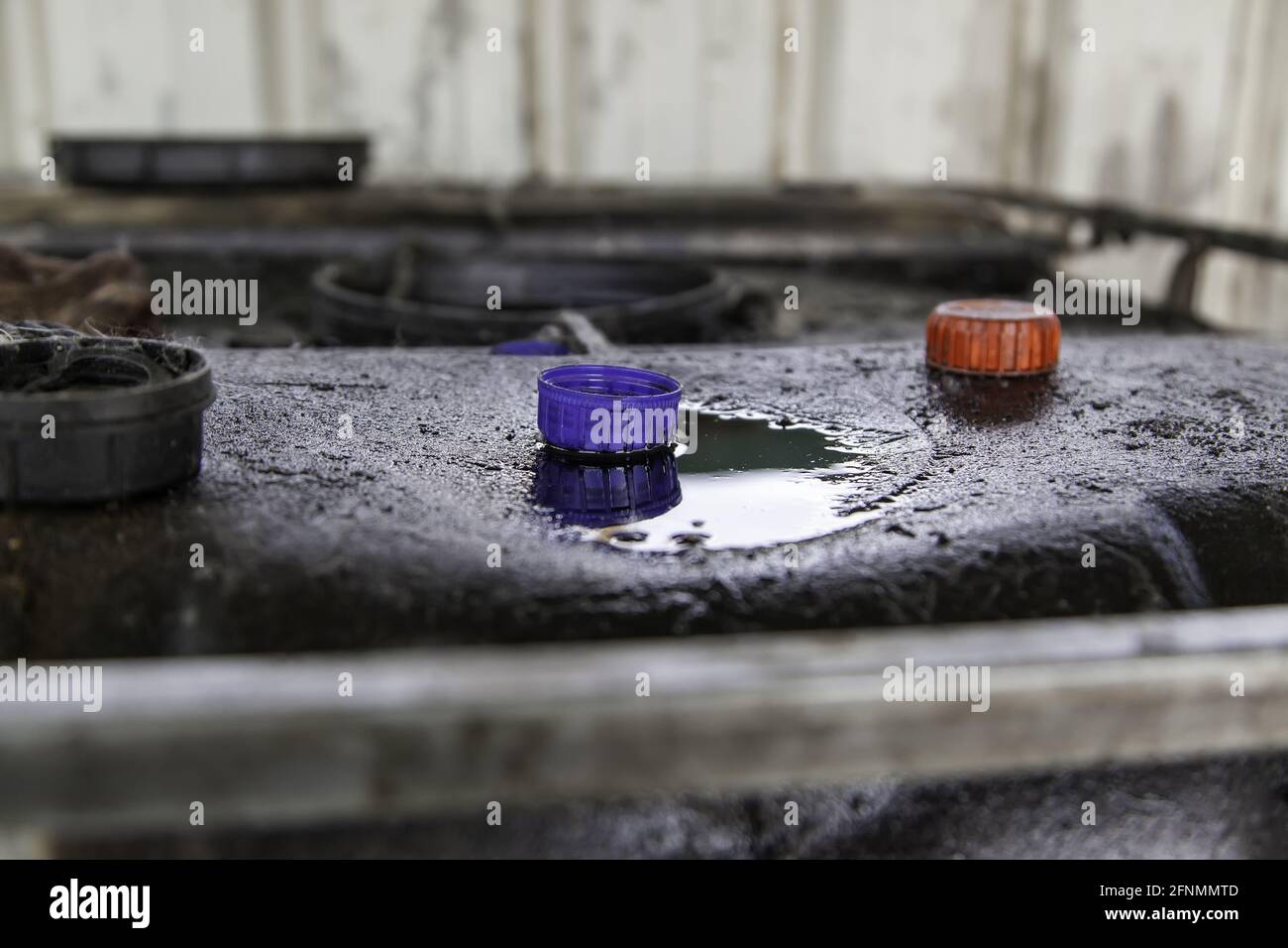 Container of recycled industrial used oil, manufacturing in company ...