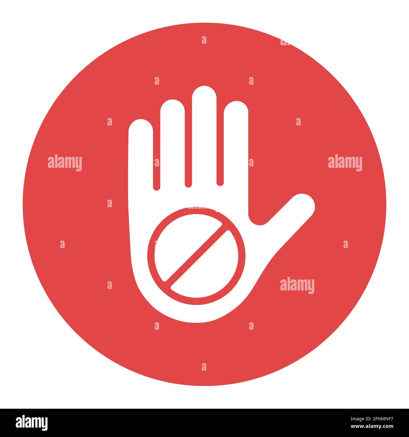 Hand stop or forbidden vector white glyph icon. Demonstration, protest ...
