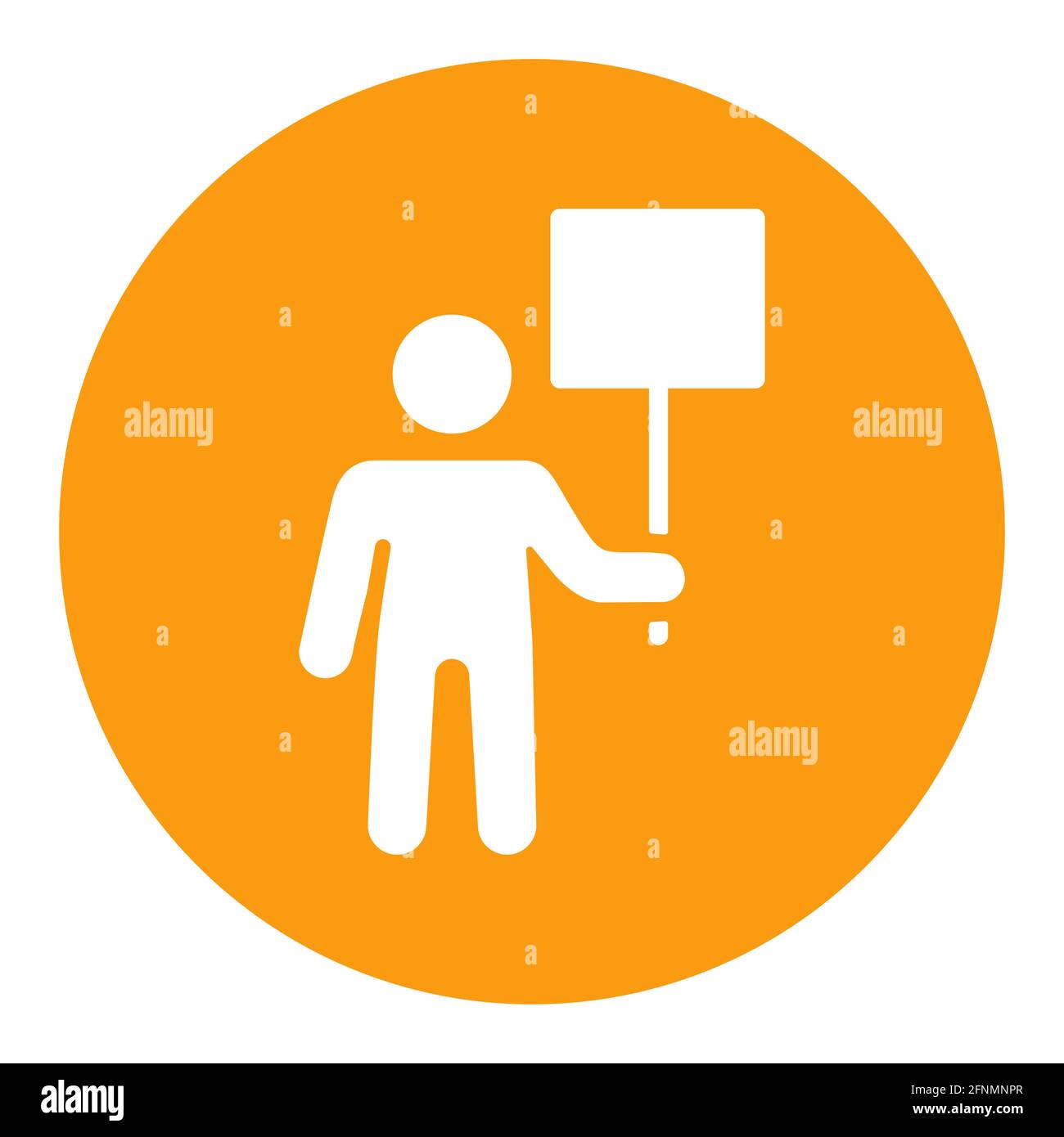 Man standing and holding in hands big sign, banner, card vector white ...