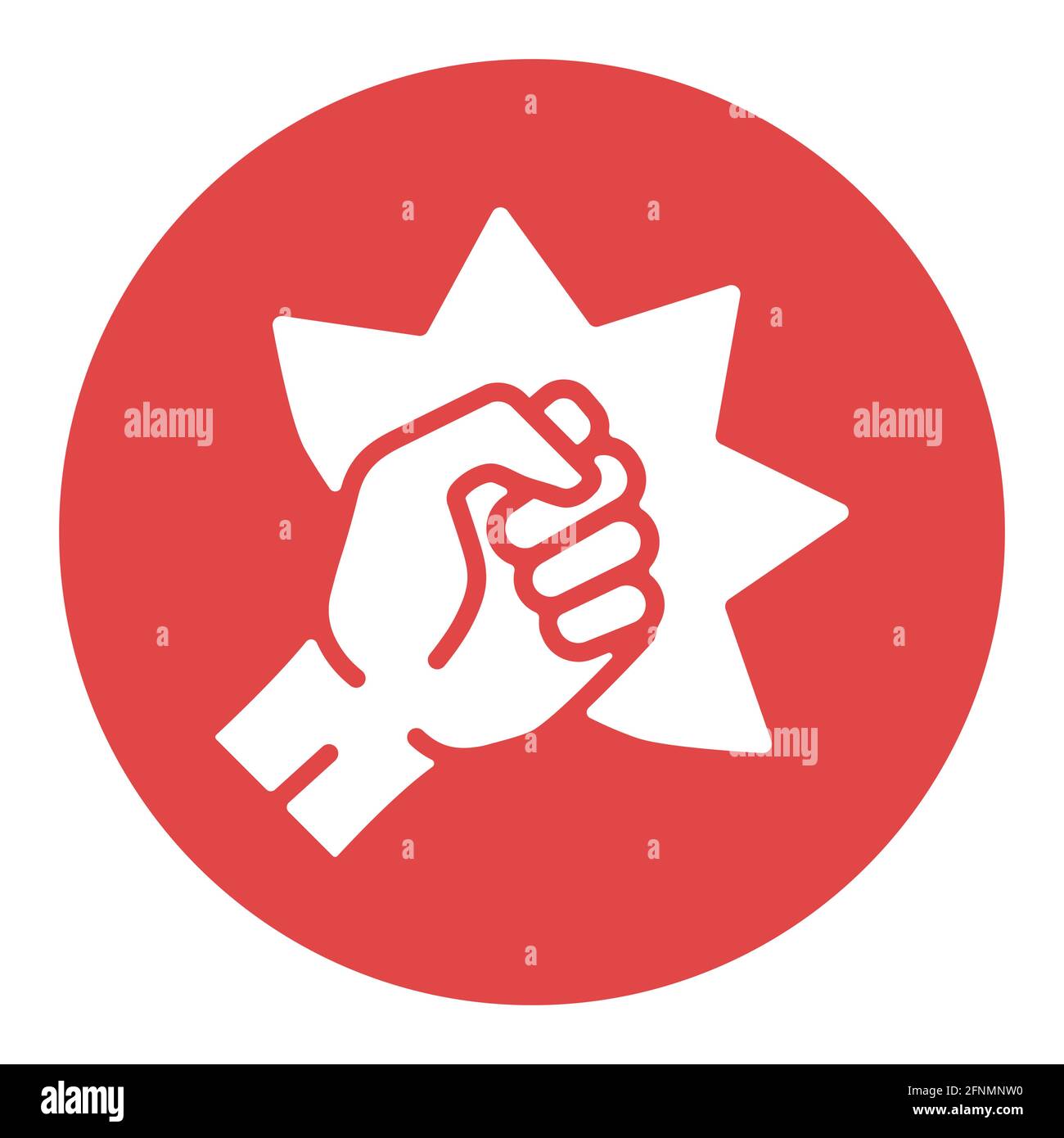 Punch, raised up clenched fist vector white glyph icon. Demonstration ...