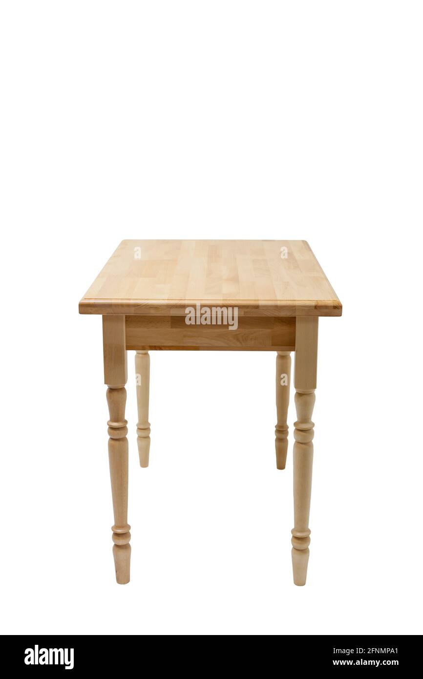 Wooden modern table isolated on white background. Kitchen dining table ...