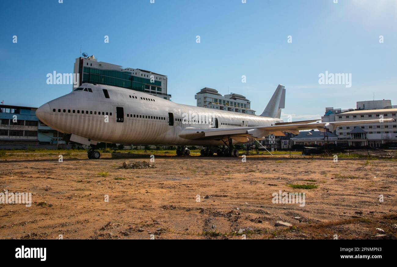 Closeup shot of a Boeing 747 or Jumbo Jet in Pattaya in Chonburi ...