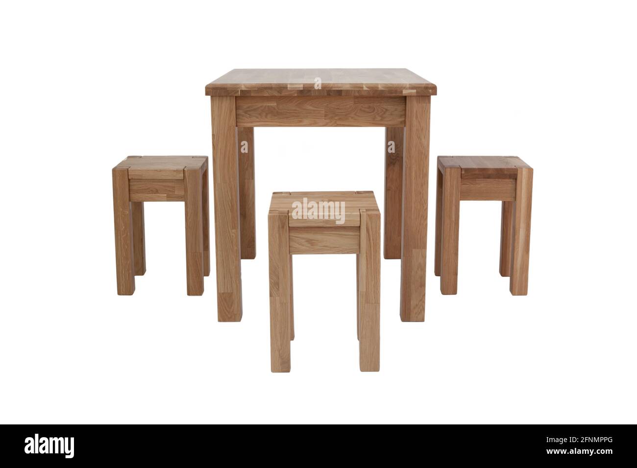 Table and three chairs for kitchen, isolated on white background, front ...