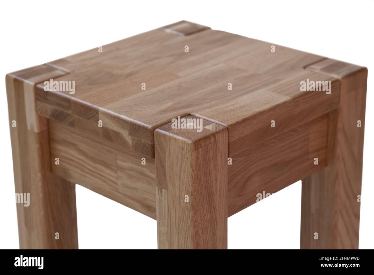 Oak stool seat, top view. Kitchen chairs made of wood Stock Photo - Alamy