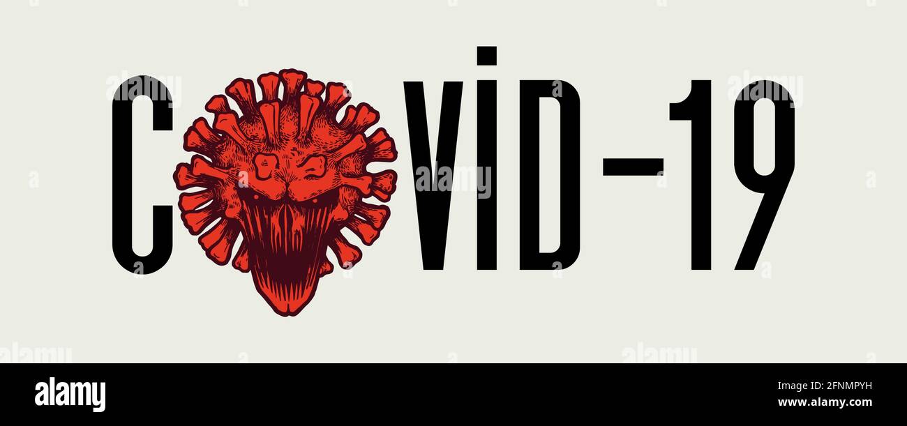 Covid-19 logo with evil virus skull character Stock Vector Image & Art ...