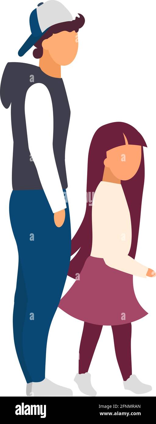 Sibling walking together flat color vector faceless characters Stock ...