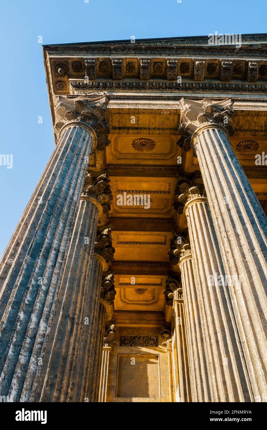 Kazan Cathedral colonnade in St Petersburg Russia, closeup of architecture elements of St ...
