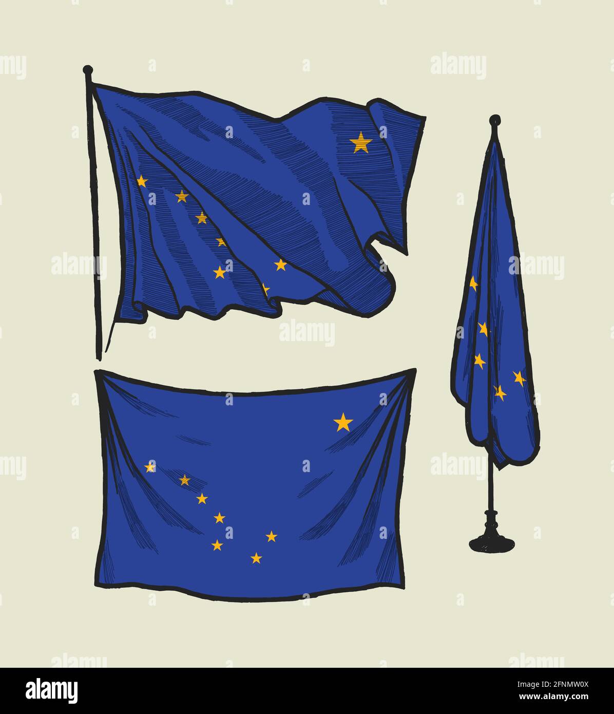 Alaska state flag waving Stock Vector Images - Alamy