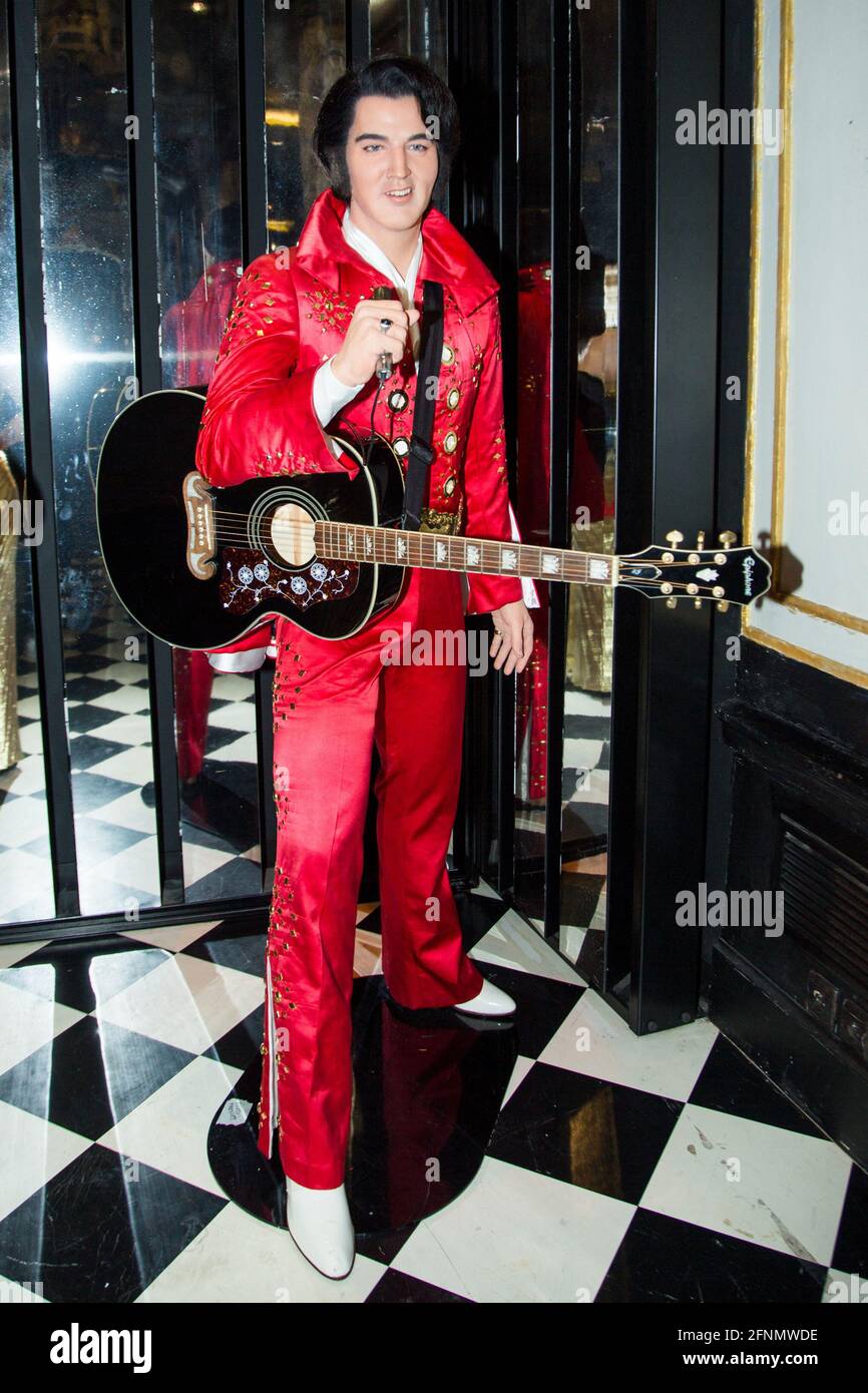 Singer Elvis Presley new wax sculpture at the Grevin wax museum on May ...
