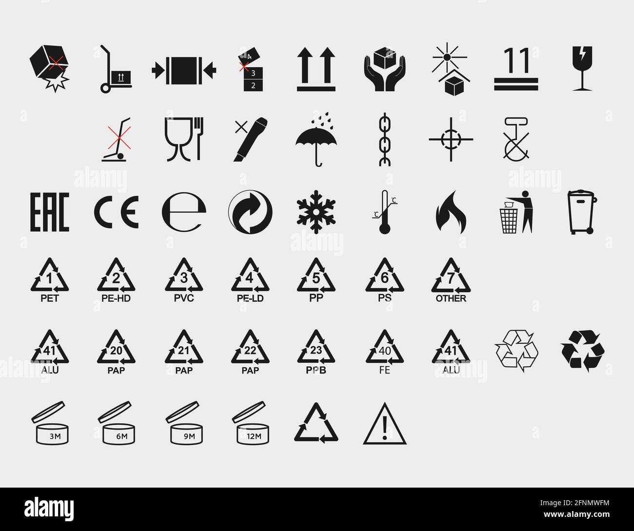 Set of packaging symbol. Vector illustration. flat Stock Vector Image ...