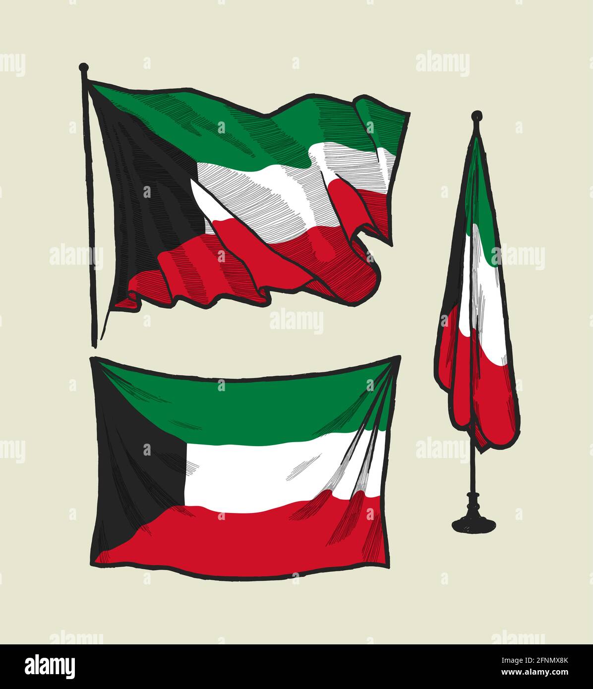 Flag kuwait illustration isolated on Stock Vector Images - Alamy