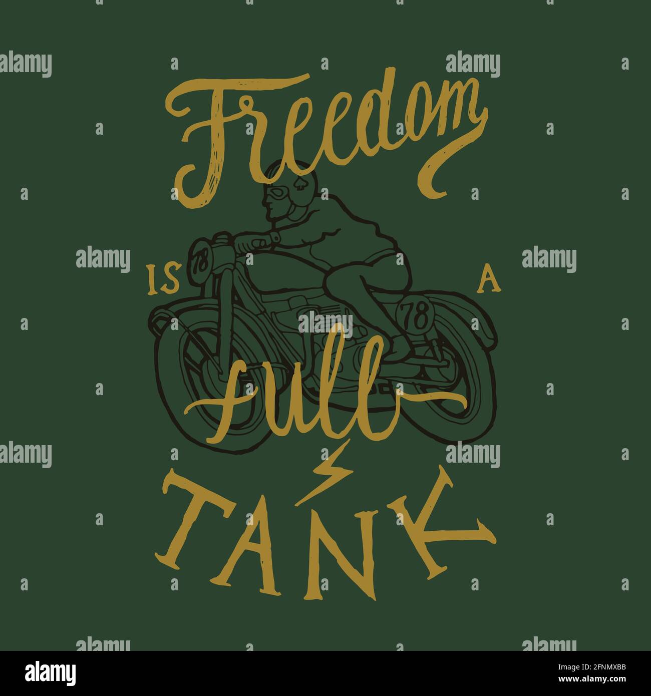 freedom is a full tank biker handwriting print. motorcycle label ...