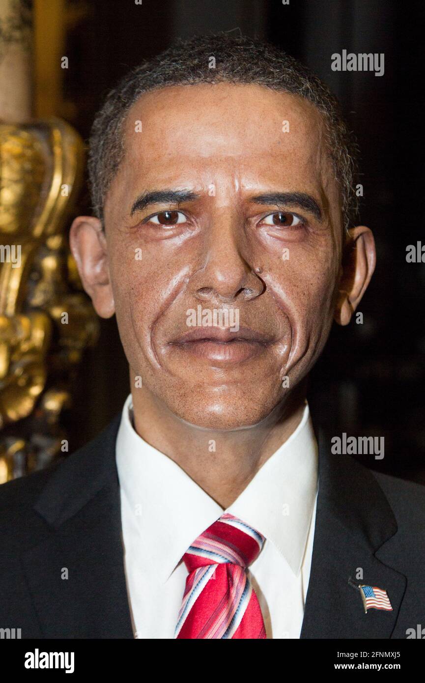 USA's president Barack Obama wax sculpture at the Grevin wax museum on ...
