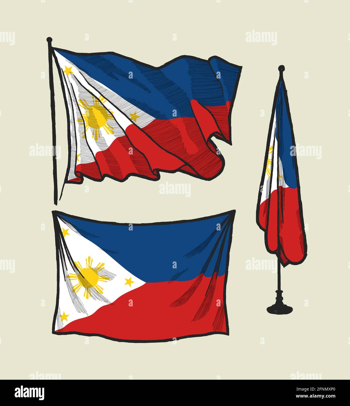 Philippine Flag Waving Sketch