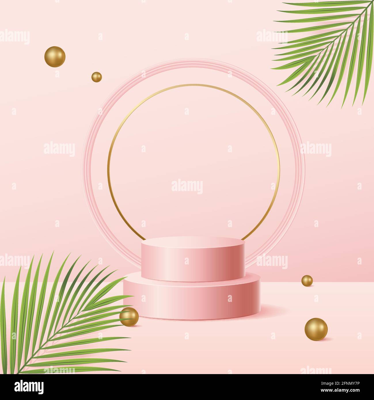 Advertisement 3D Prodium with green leaves, realistic vector ...