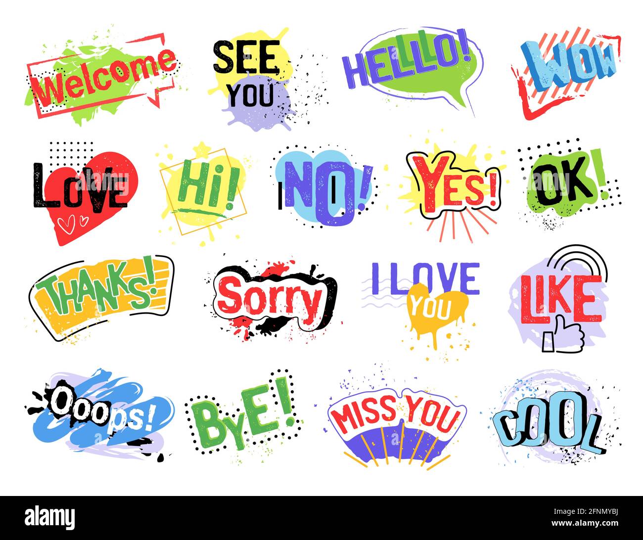 Set of Speech Bubbles, paint design vector illustration on white ...