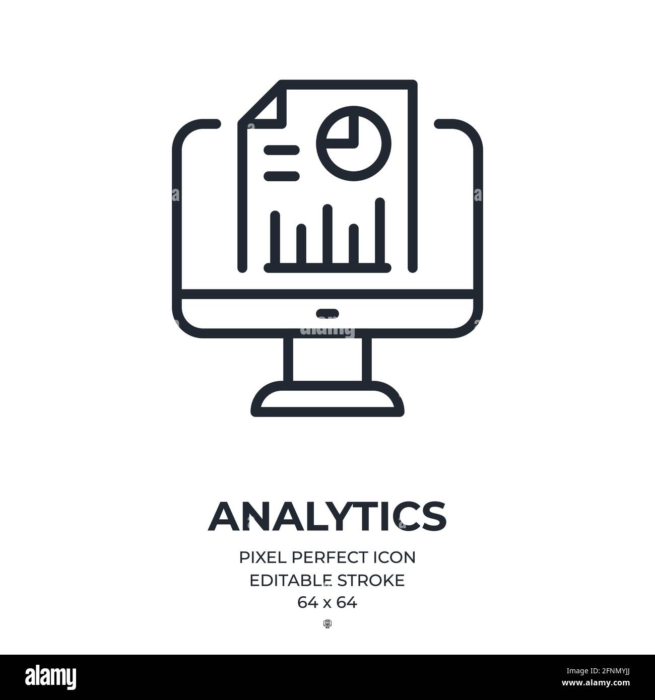 Data analysis concept editable stroke outline icon isolated on white ...