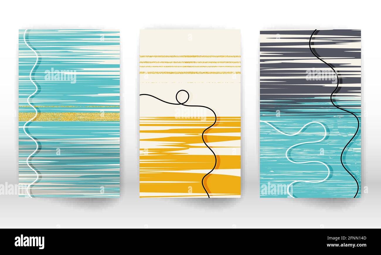 Scandinavian home decor. Set of abstract hand drawn lines. Modern art ...