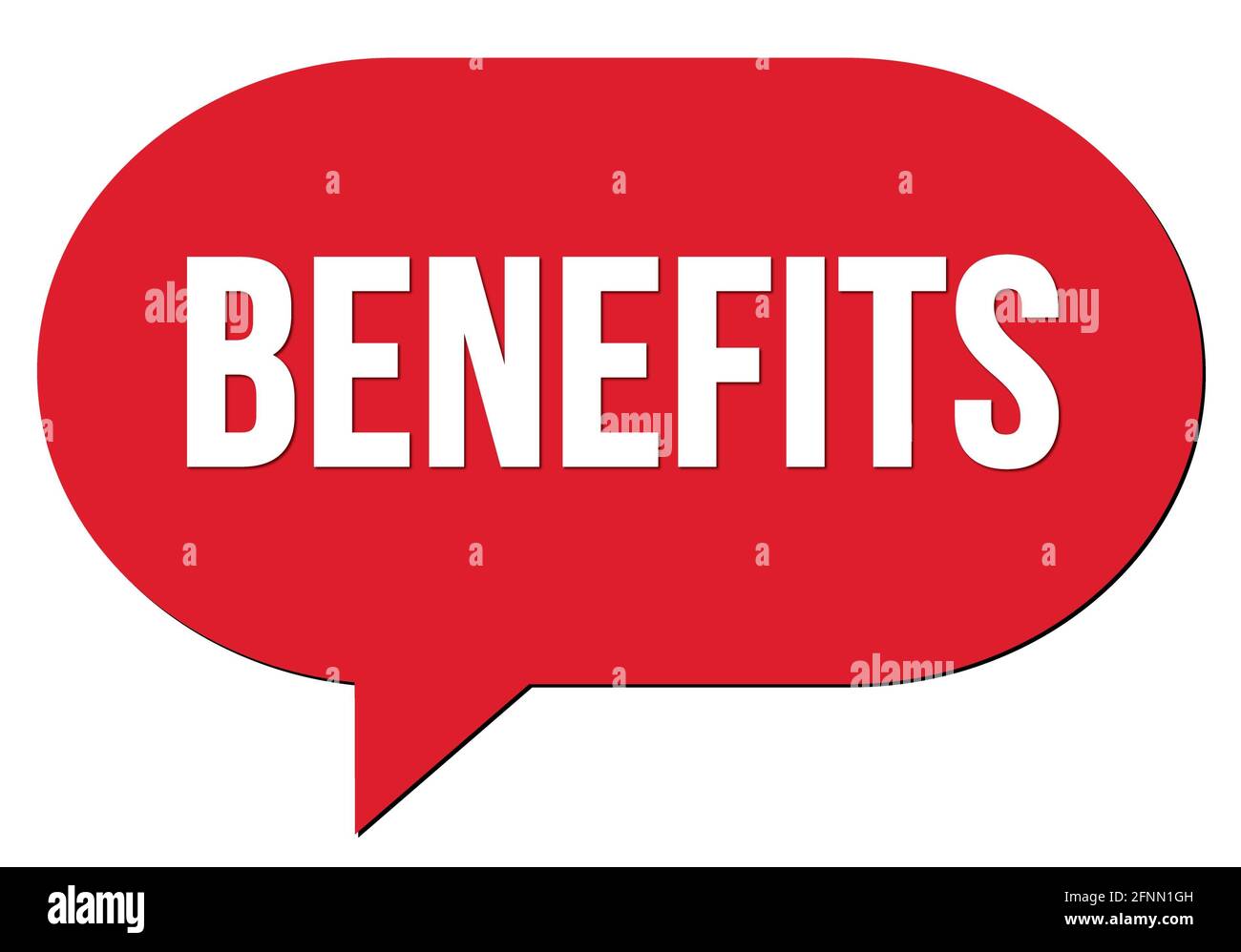 BENEFITS text written in a red speech bubble stamp Stock Photo - Alamy