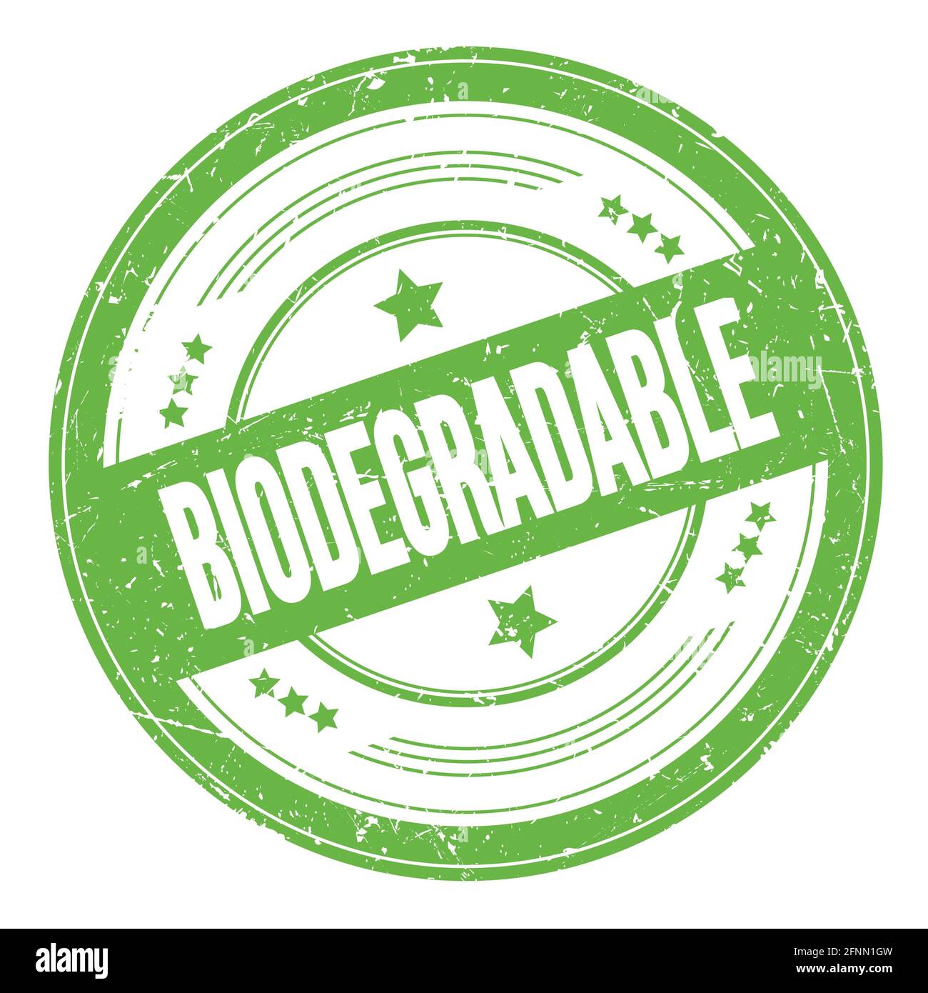 BIODEGRADABLE text on green round grungy texture stamp Stock Photo - Alamy