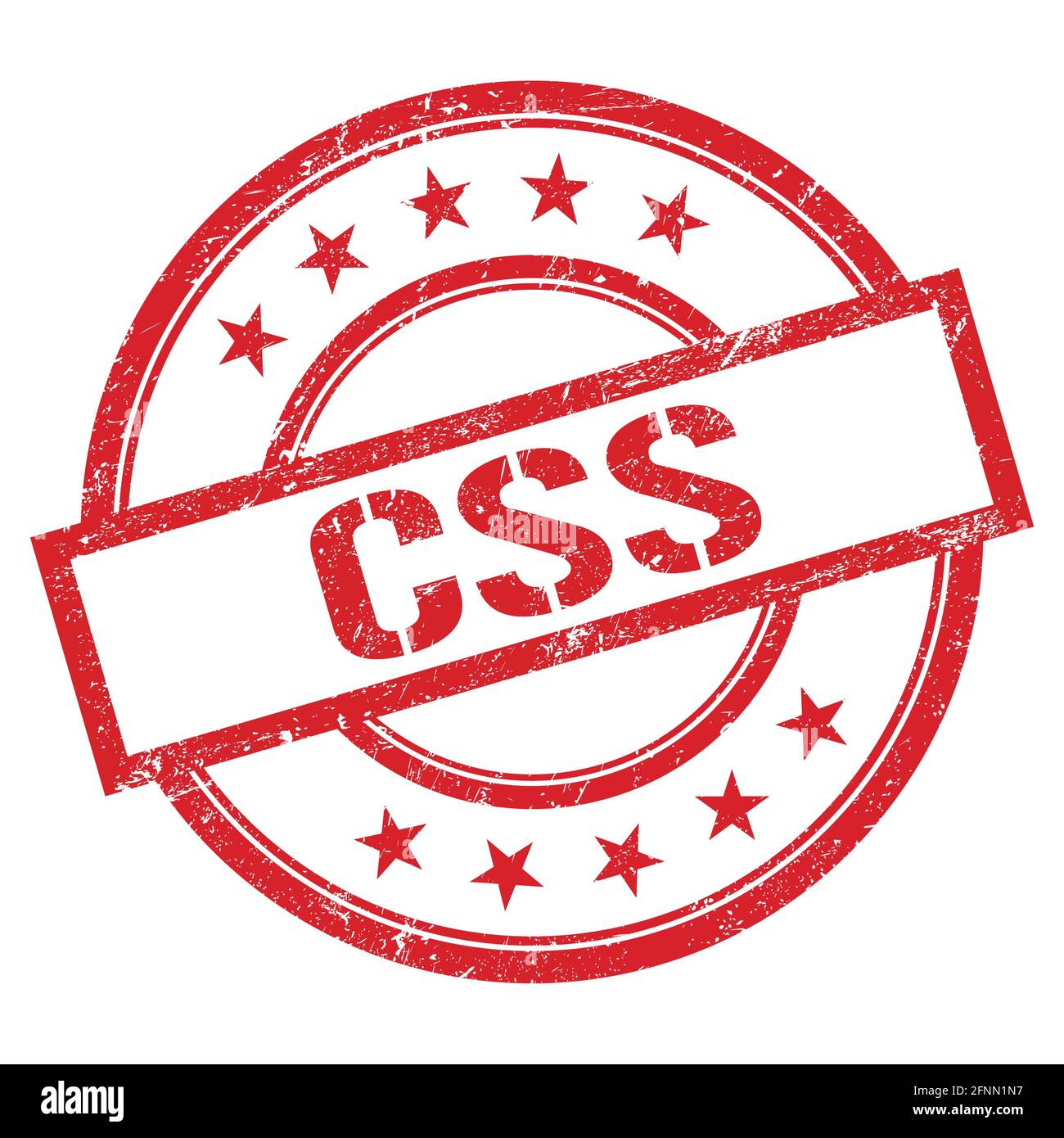 CSS text written on red round vintage rubber stamp Stock Photo - Alamy