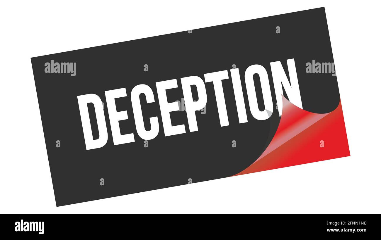 DECEPTION text written on black red sticker stamp Stock Photo - Alamy