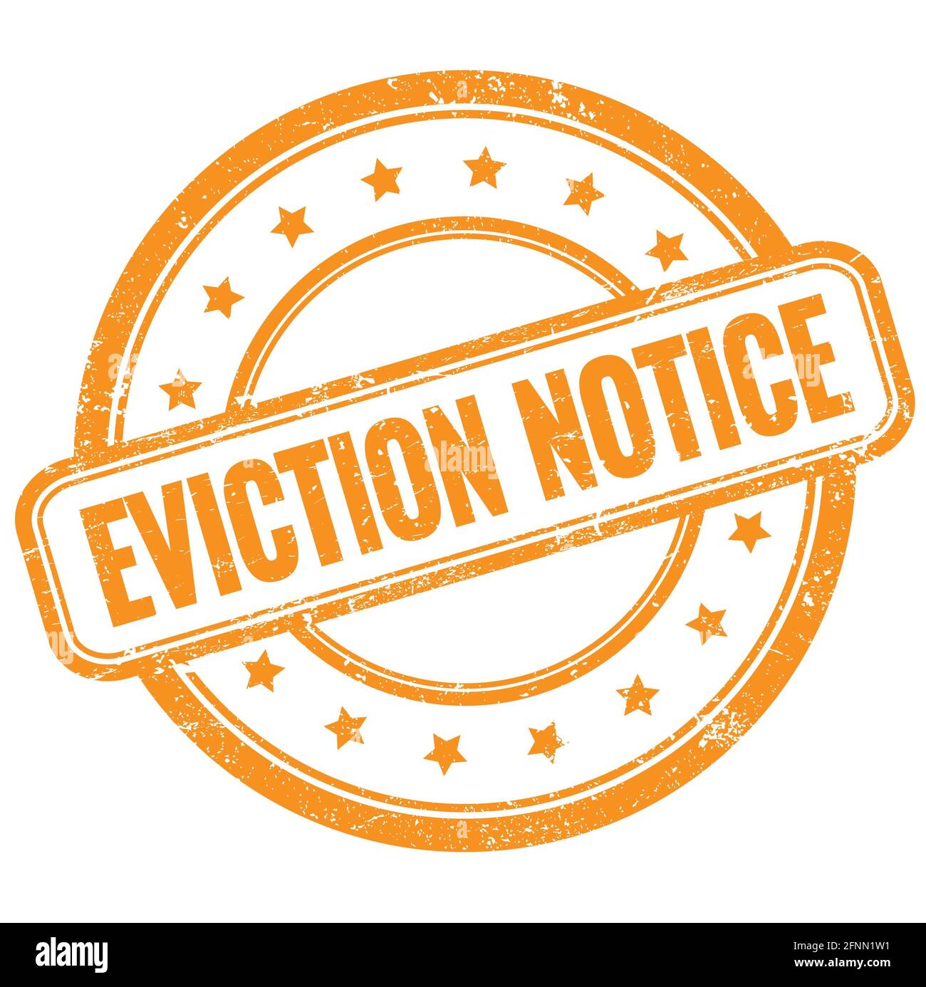 EVICTION NOTICE text on orange vintage grungy round rubber stamp Stock ...